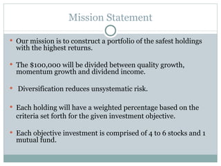 Investment portfolio presentation | PPT