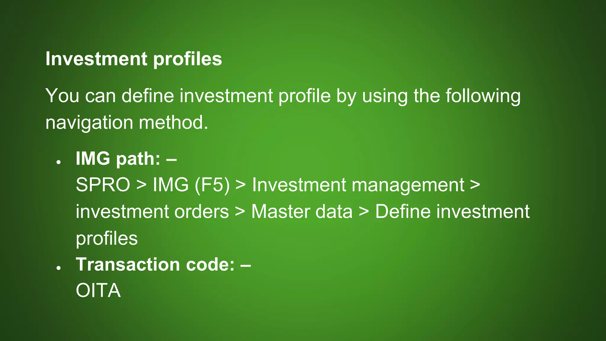 Investment profiles | PPTX