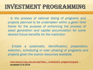 Investment Programming | PDF