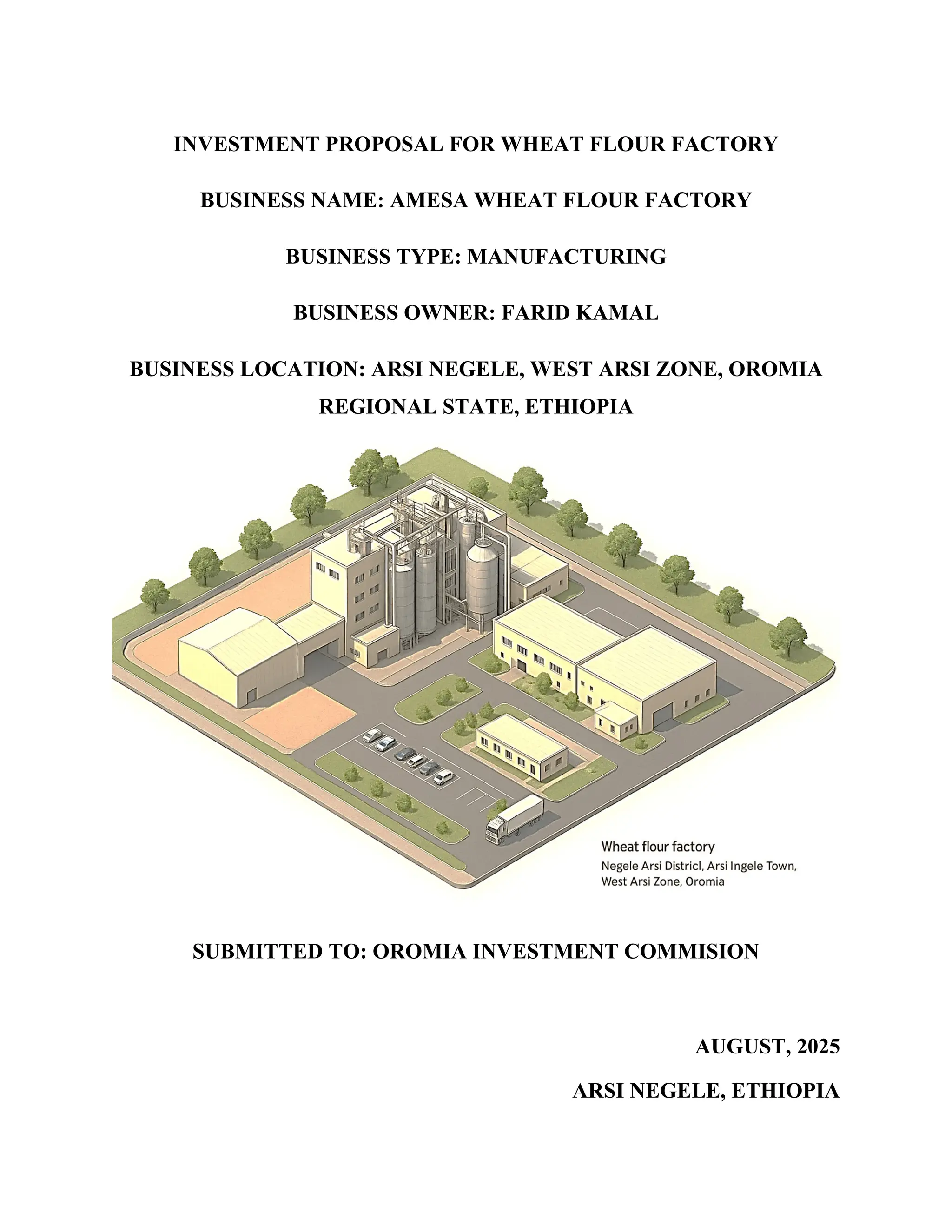 Investment Proposal for Wheat Flour Factory in Negele Arsi Woreda, West Arsi Zone, Oromia ...