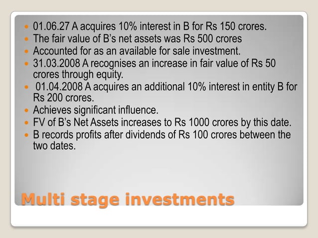 Investments in associates examples | PPT