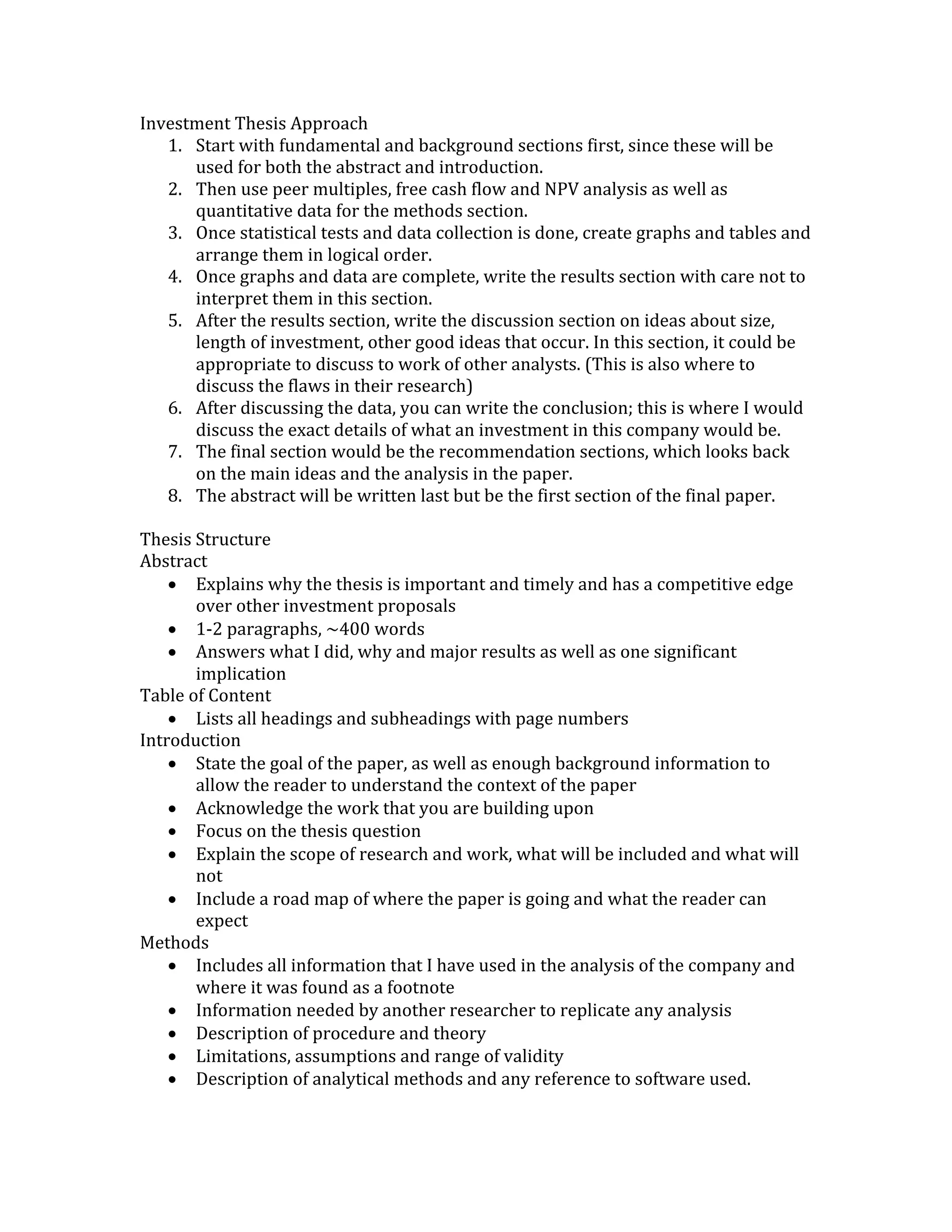 Investment thesis approach | PDF