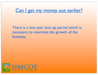 Impact Investor FAQ's - Simcoe Green Investments | PPT