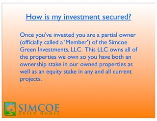 Impact Investor FAQ's - Simcoe Green Investments | PPT
