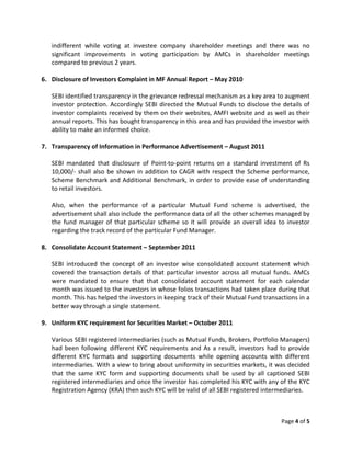 Investor Protection and Awareness - Changes in Mutual Fund Regulatory ...