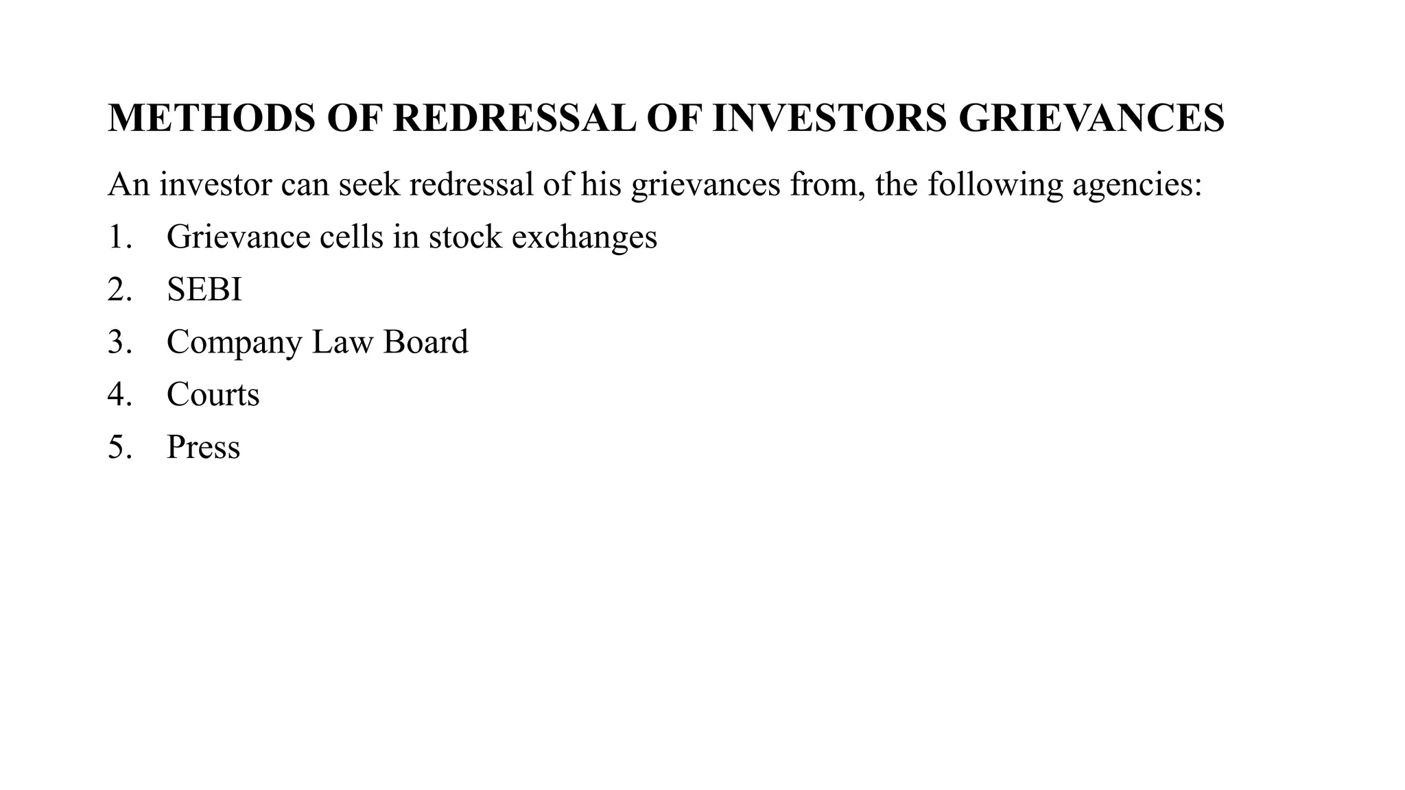 Investors Protection-Grievances and their Redressal for B.Com, M.Com