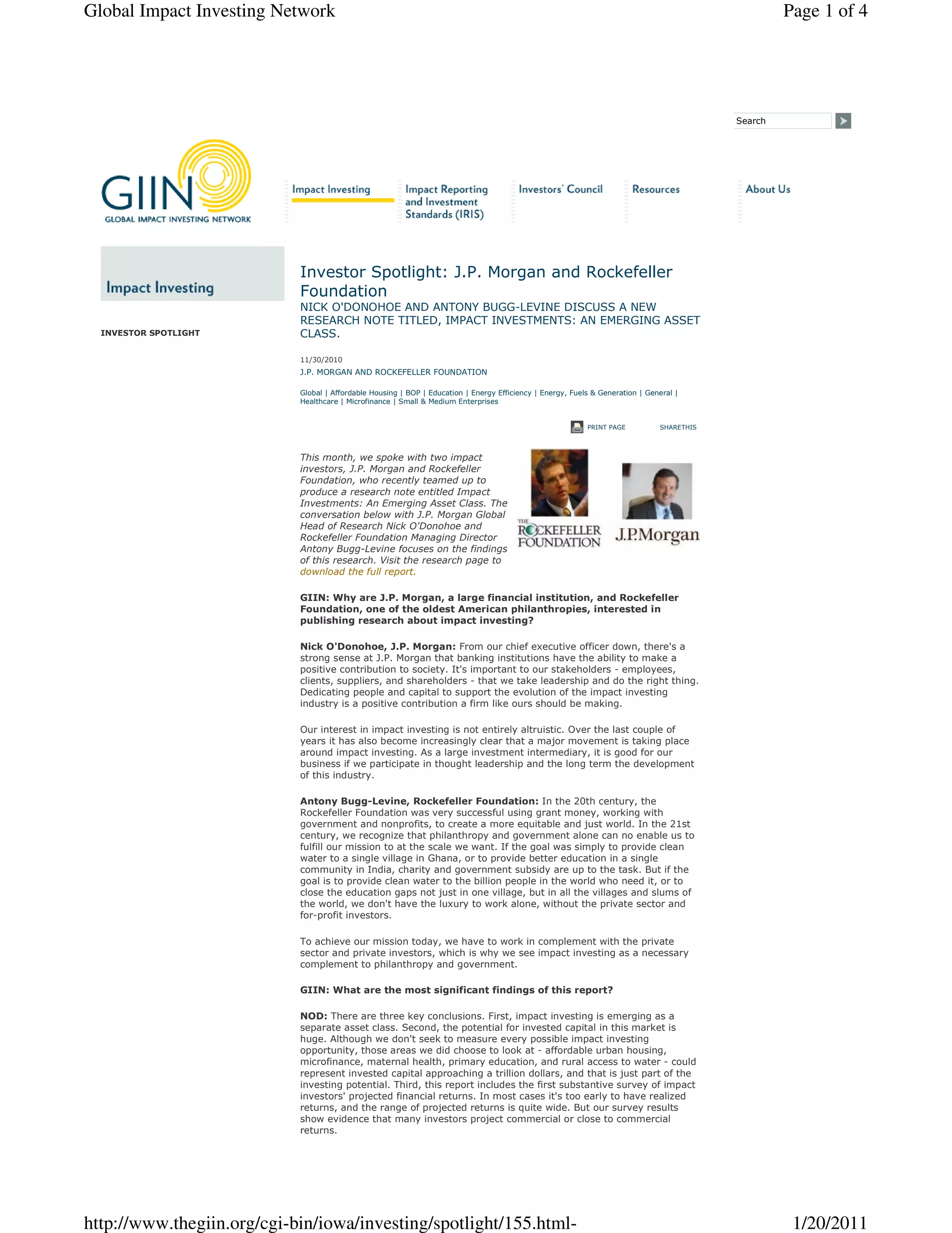 Investor Spotlight - JP Morgan & Rockefeller | PDF