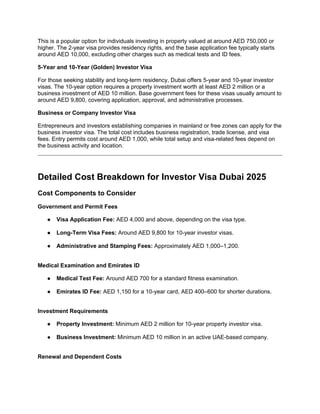 Investor Visa Dubai_ Cost Breakdown for 2025.docx