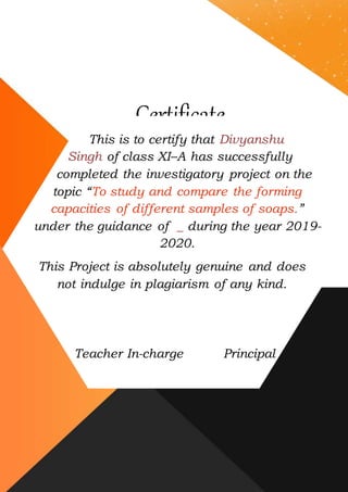 CBSE Investigatory Project Of Subject Chemistry- Class 11 | DOCX