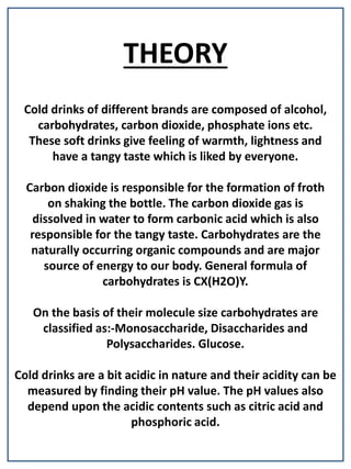 Chemistry Investigatory on Cold Drink contents | PPTX