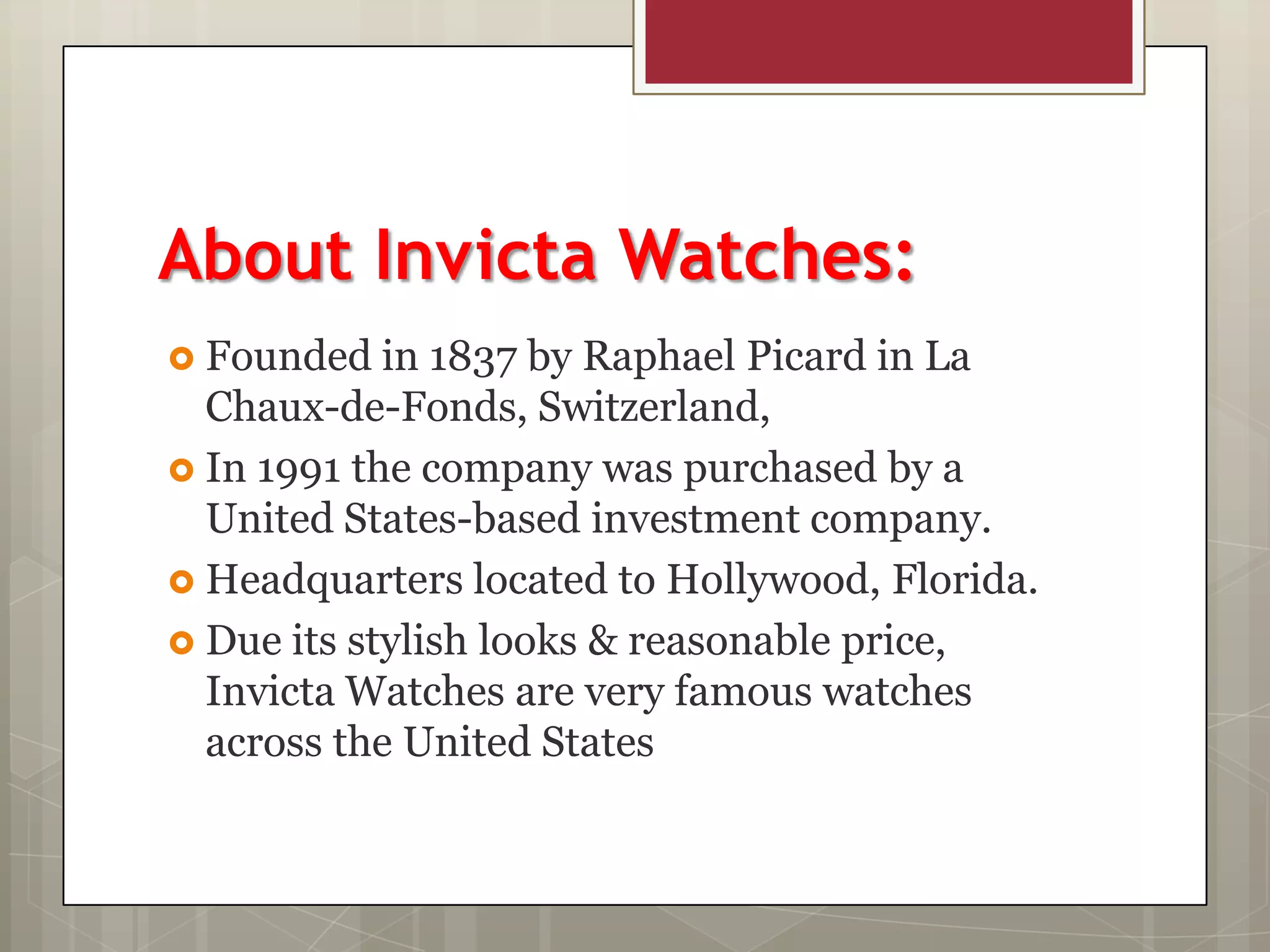 Invicta watches | PPTX