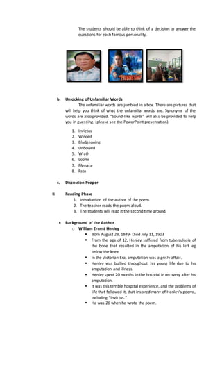 Invictus by William Henley DLP Grade 9 | DOCX