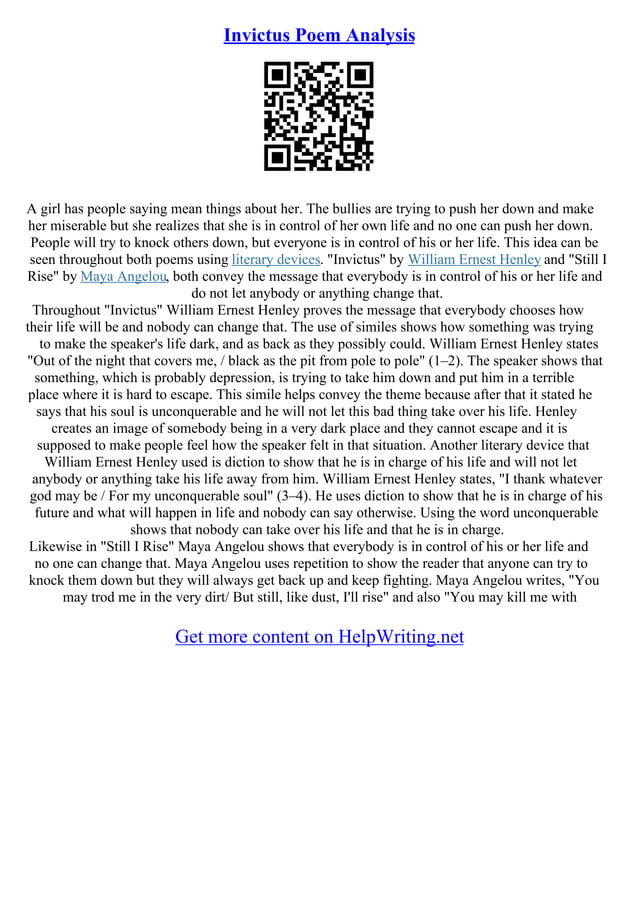 Invictus Essay | PDF