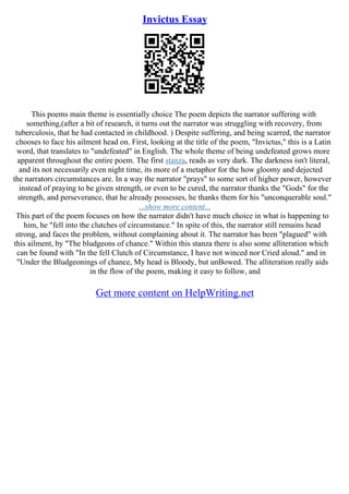 Invictus Essay | PDF