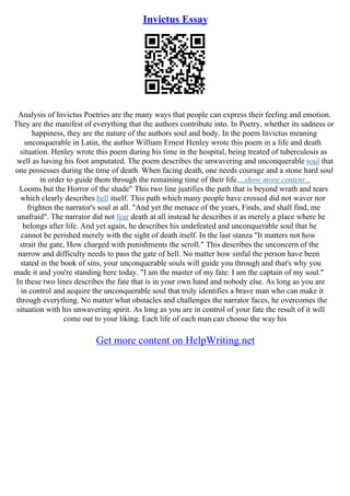Invictus Essay | PDF