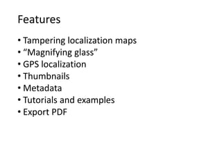 Presentation of the InVID technologies for image forensics analysis | PDF