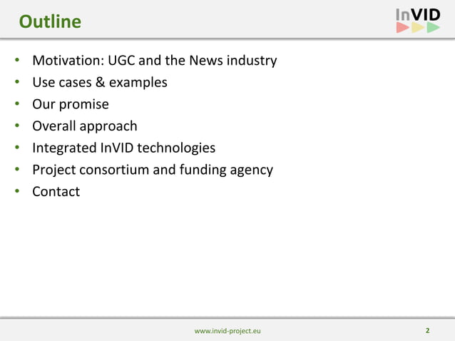 Presentation of the InVID project and verification technologies | PPT