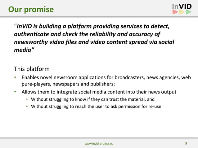 Presentation of the InVID project and verification technologies | PPT