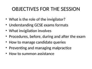 INVIGILATION TRAINING cannock, second pptx | PPTX