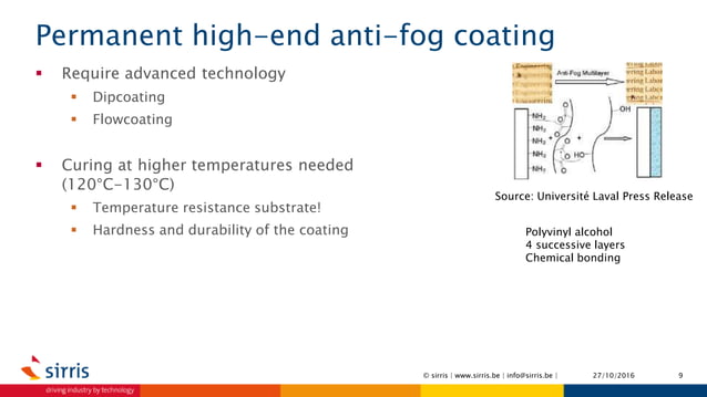 Invisible but functional - anti-fog coatings | PPTX | Chemistry | Science