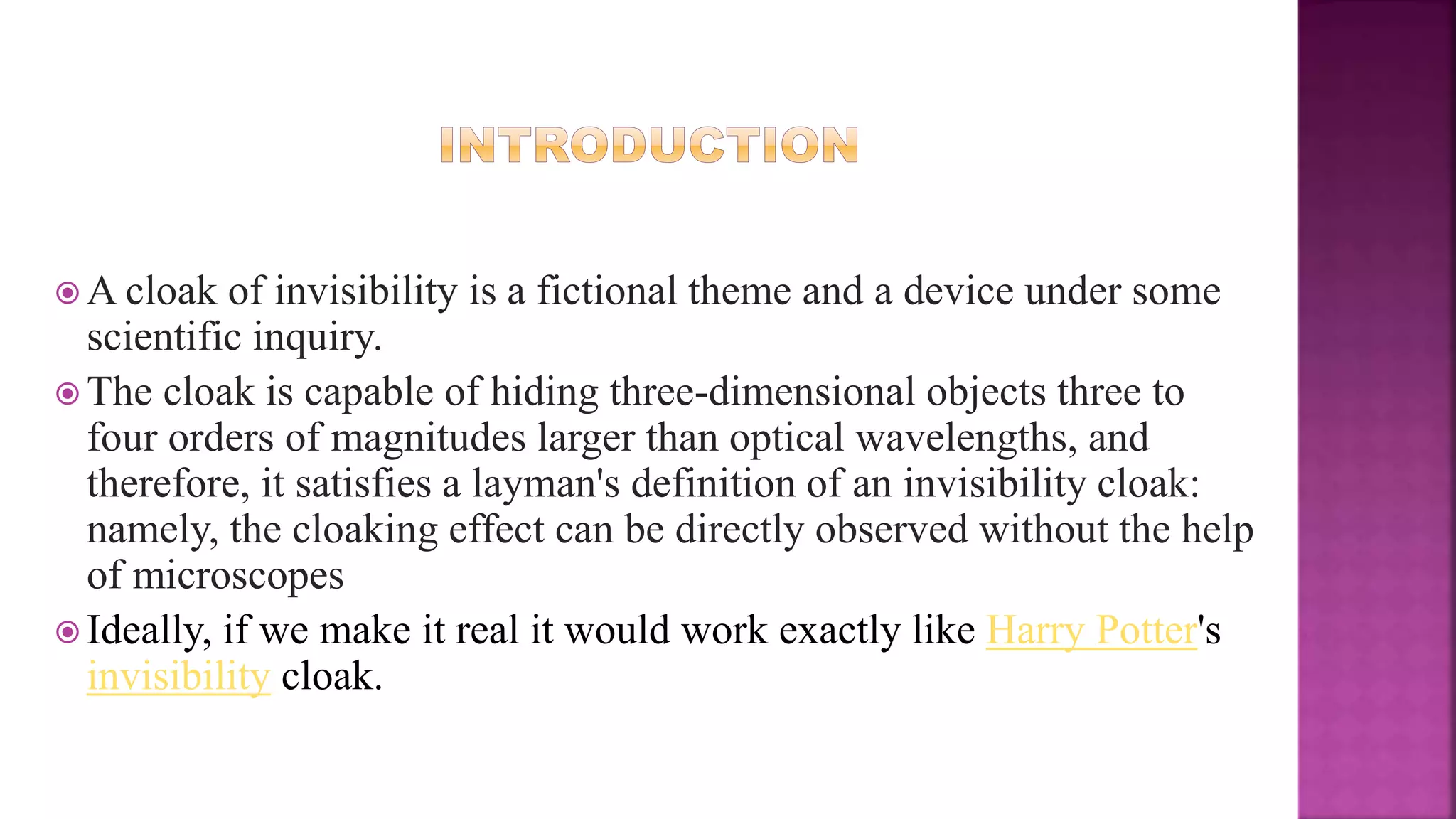 Invisible cloak!! | PPTX