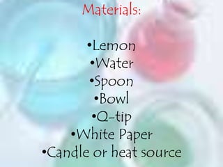 Invisible Ink Science Project | PPSX