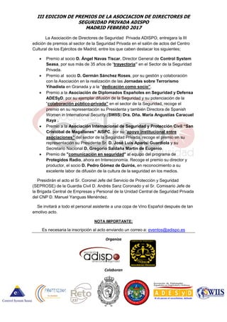 Acto de Entrega de Premios ADISPO 7/2/17 17H Centro Cultural Los ...