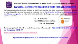 Invitacion simulacro 2020 | PDF