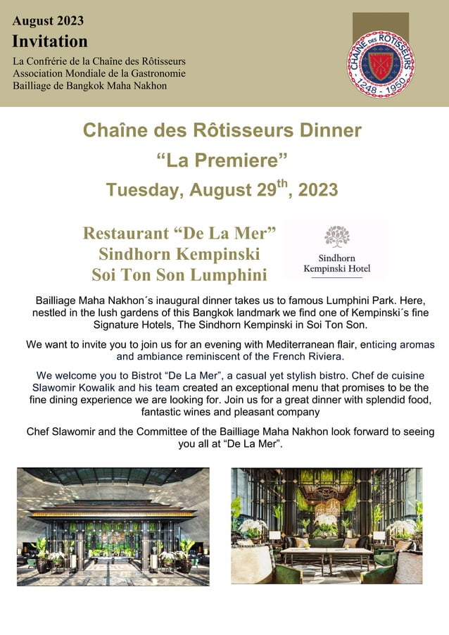 Chaine Bangkok Maha Nakhon Invitation August 29 2023 | PDF