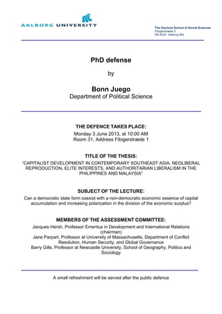 Invitation - Bonn Juego, PhD Defence | PDF