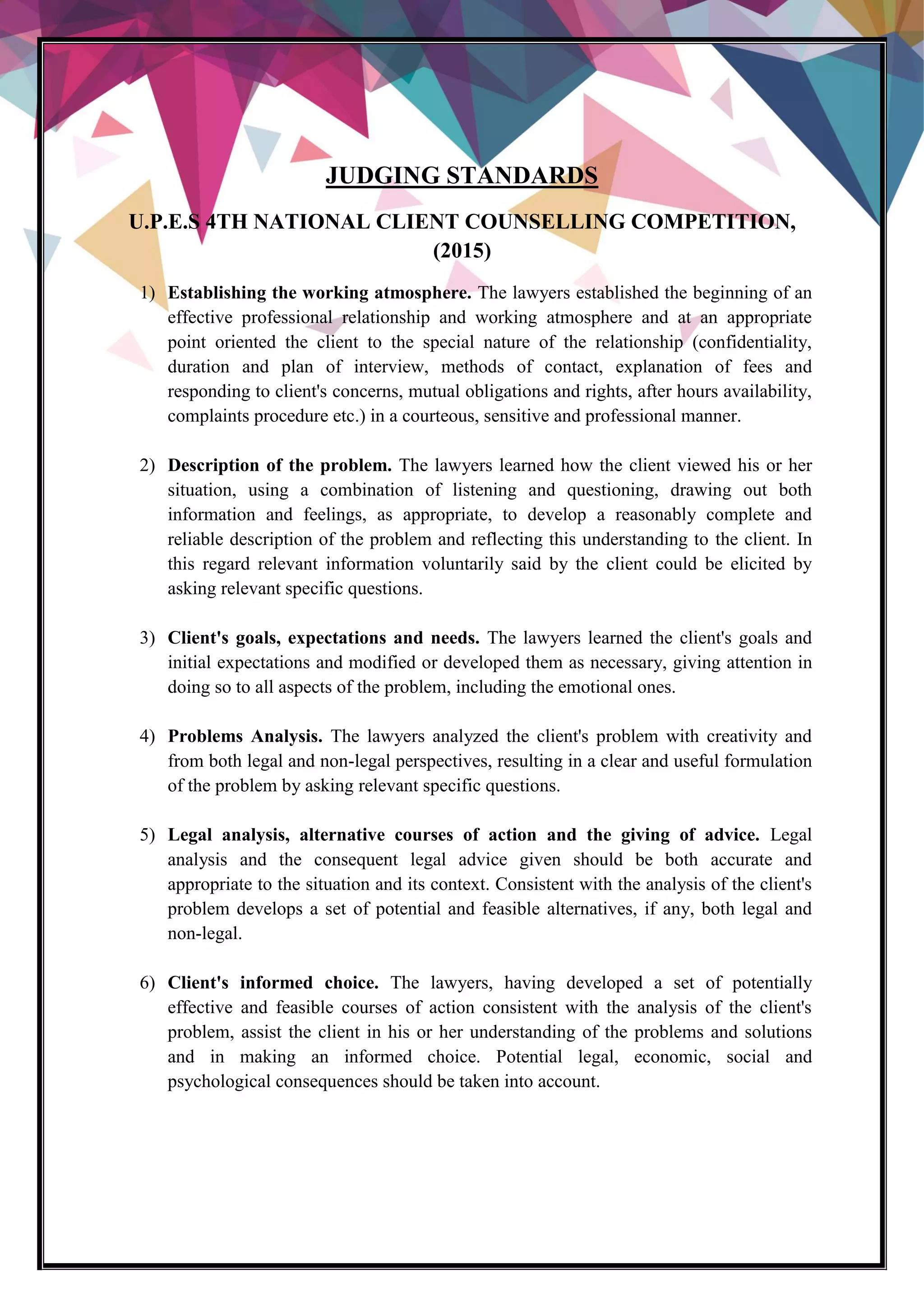 4th National Client Counselling Competition | PDF