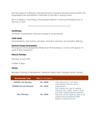 Invitation for learning & development - 25.6.2011