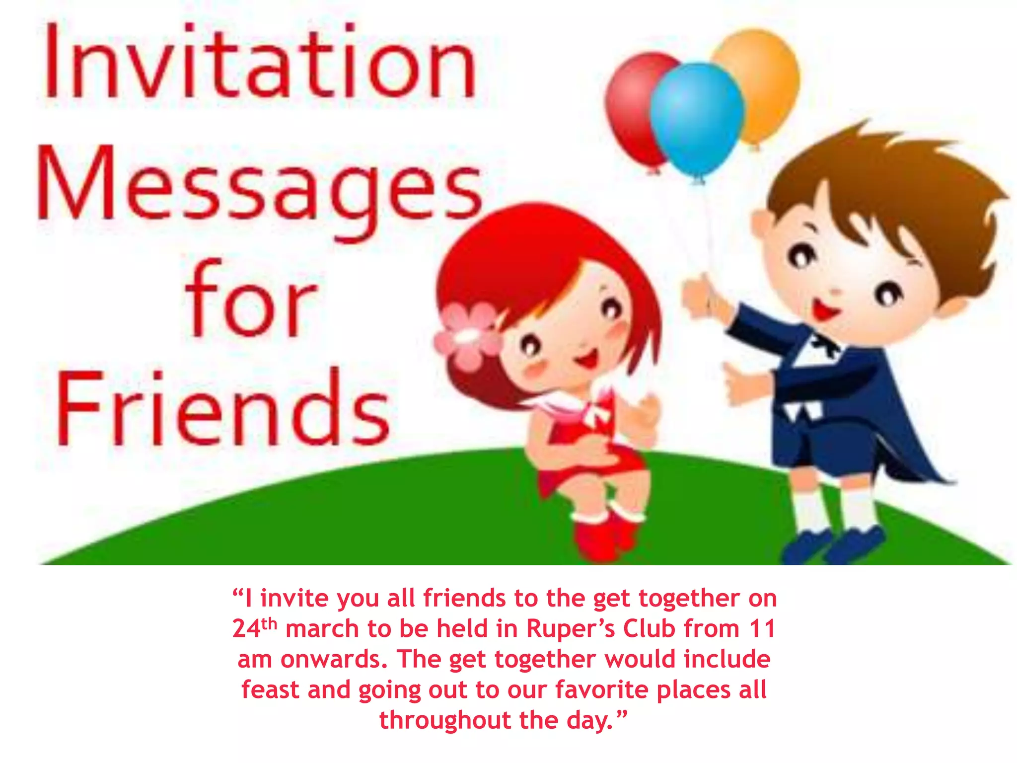Invitation Text Messages Sample | PPTX