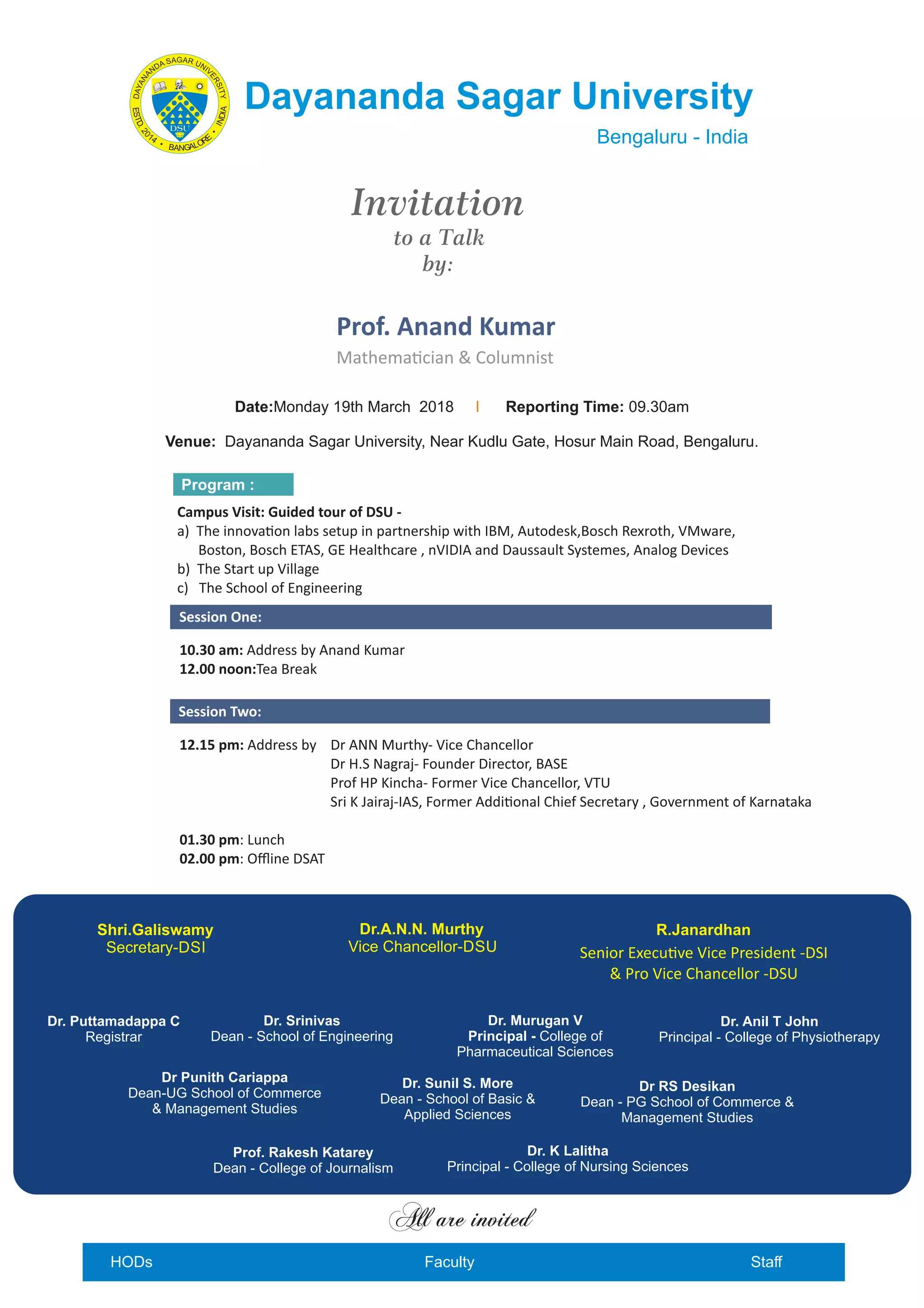 Super 30 - A talk by Prof. Anand Kumar at Dayananda Sagar University | PDF