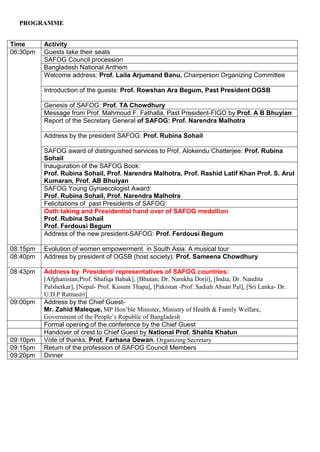 12th SAFOG Conference - Invitation card (inaugural) - 4th-6th April ...