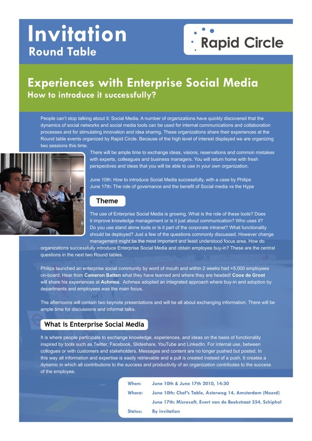 Invitation enterprise social media roundtable rapid circle | PDF