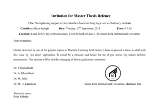 Invitation for master thesis defence | PDF