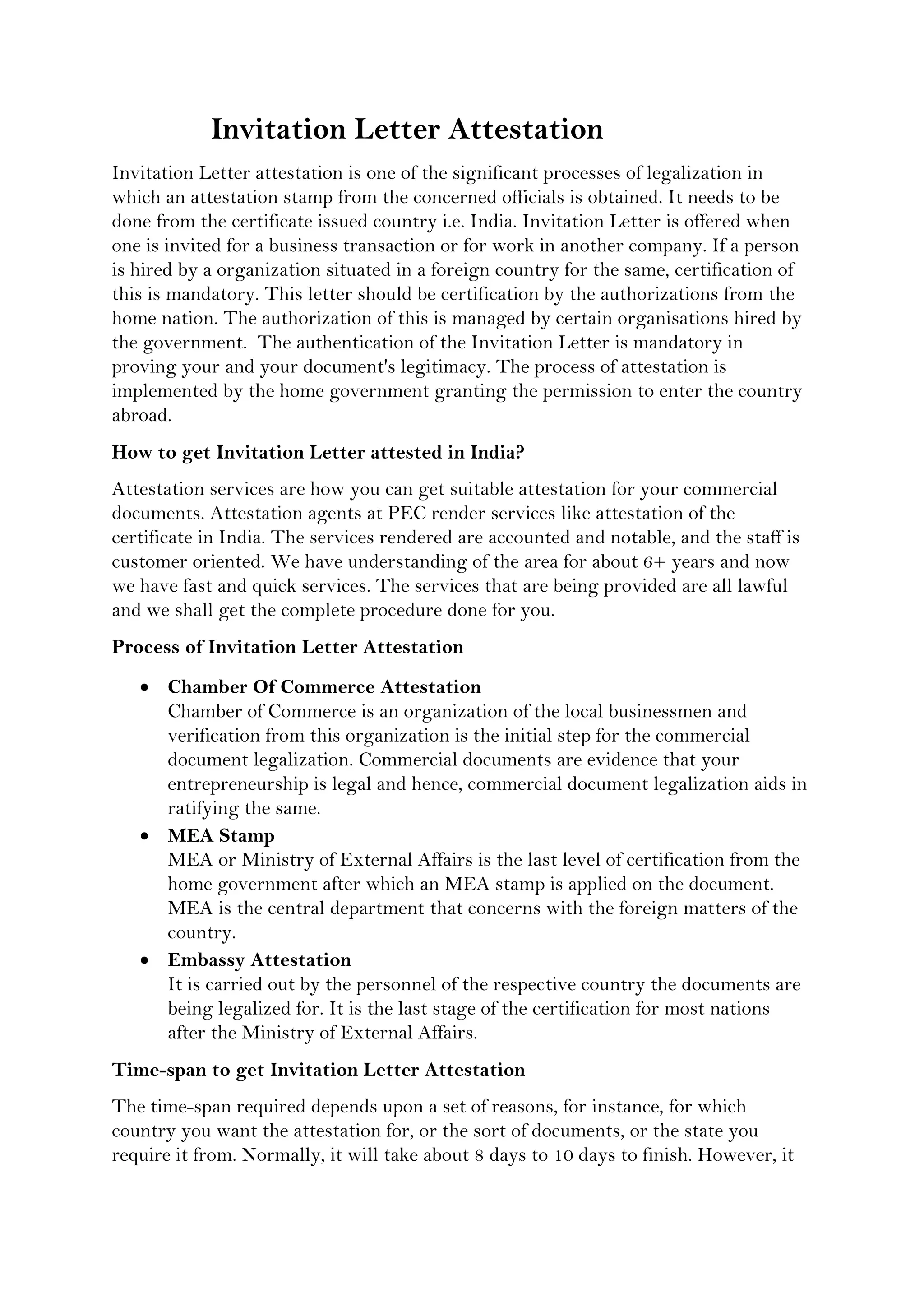 Invitation letter attestation | PDF