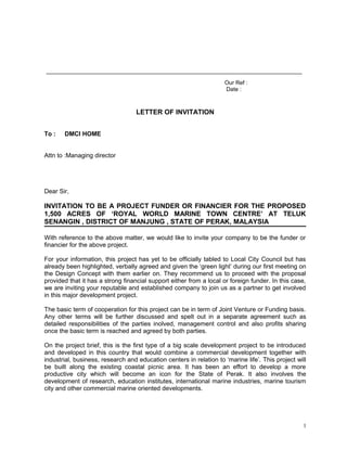 Invitation letter (funder) / joint venture development | DOC