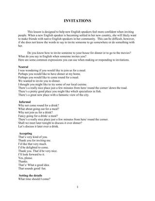 Invitations and Replies to Invitations | DOCX