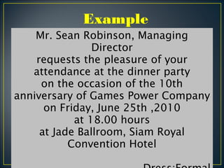 Invitations and replies to invitations | PPT