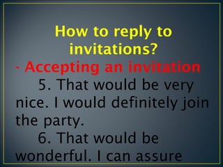 Invitations and replies to invitations | PPT