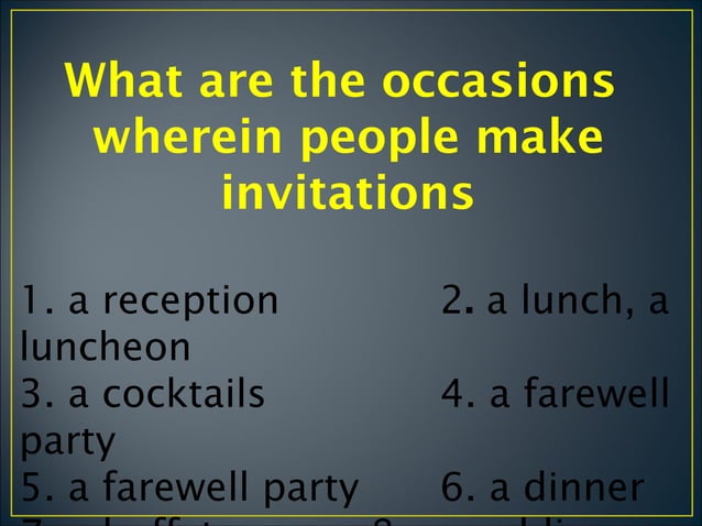 Invitations and replies to invitations | PPT | Personal Celebrations ...