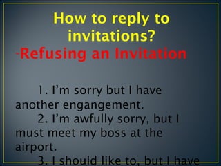 Invitations and replies to invitations | PPT