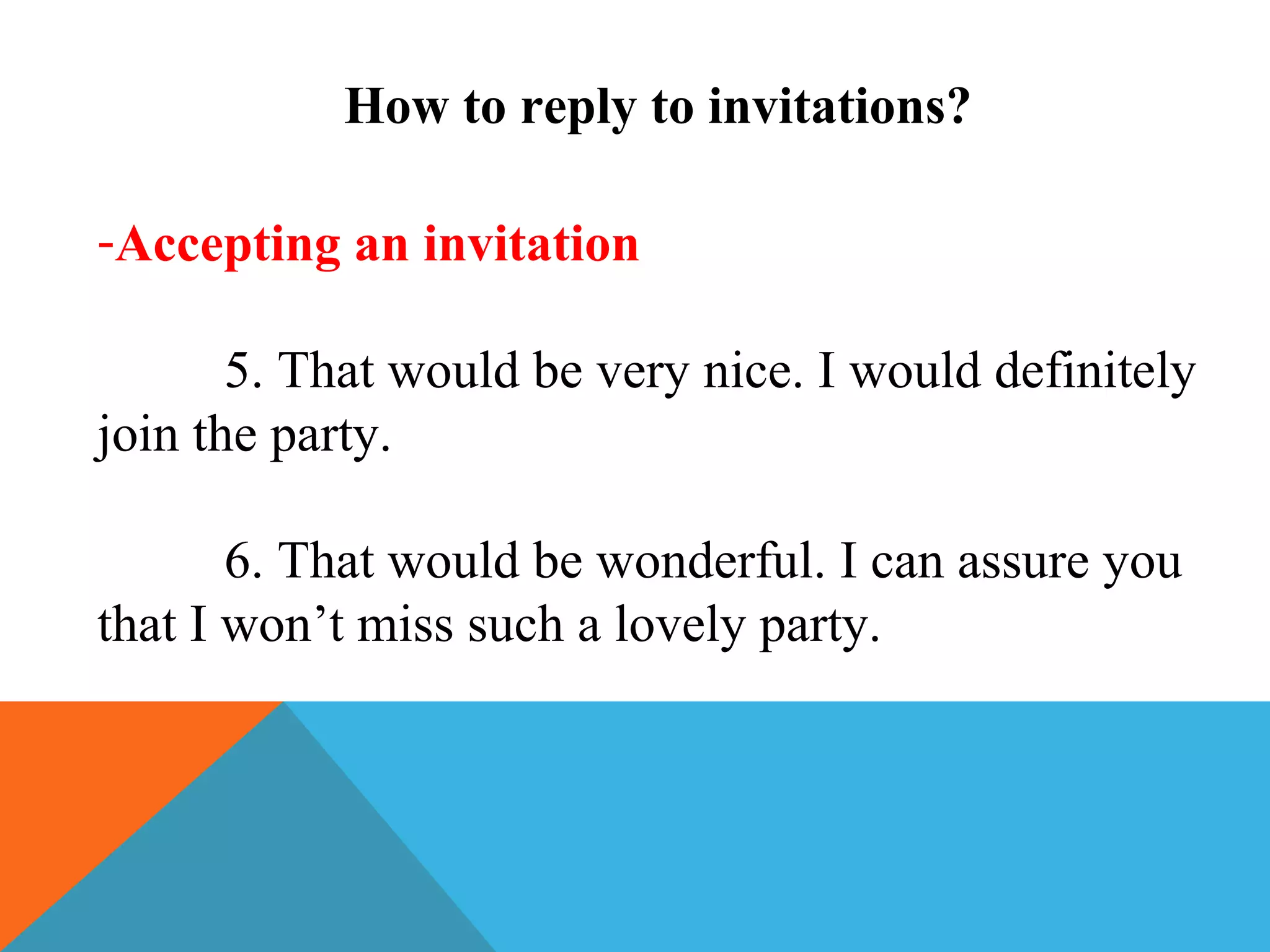 Invitations and Replies to Invitations | PPT
