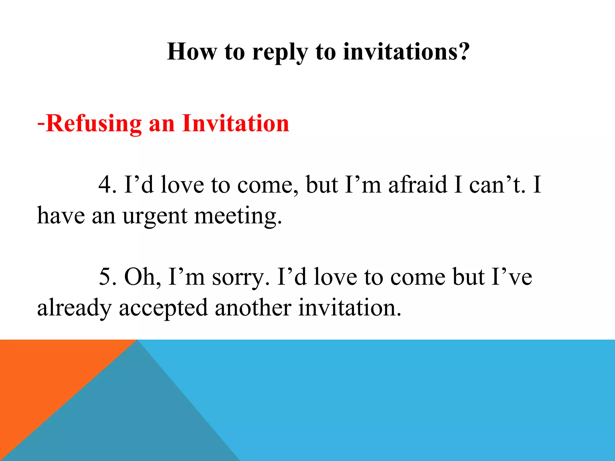 Invitations and Replies to Invitations | PPT
