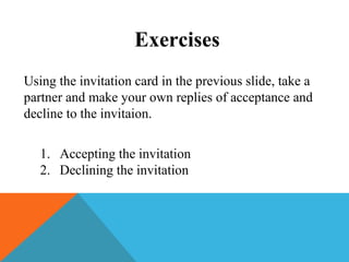 Invitations and Replies to Invitations | PPT