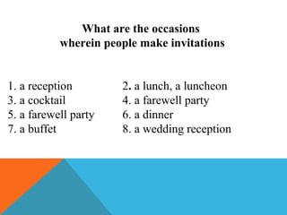 Invitations and Replies to Invitations | PPT