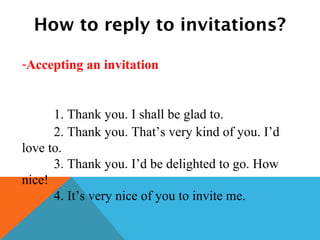 Invitations and Replies to Invitations | PPT