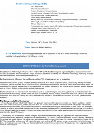 Invitation to 2019 world vr industry conference | PDF